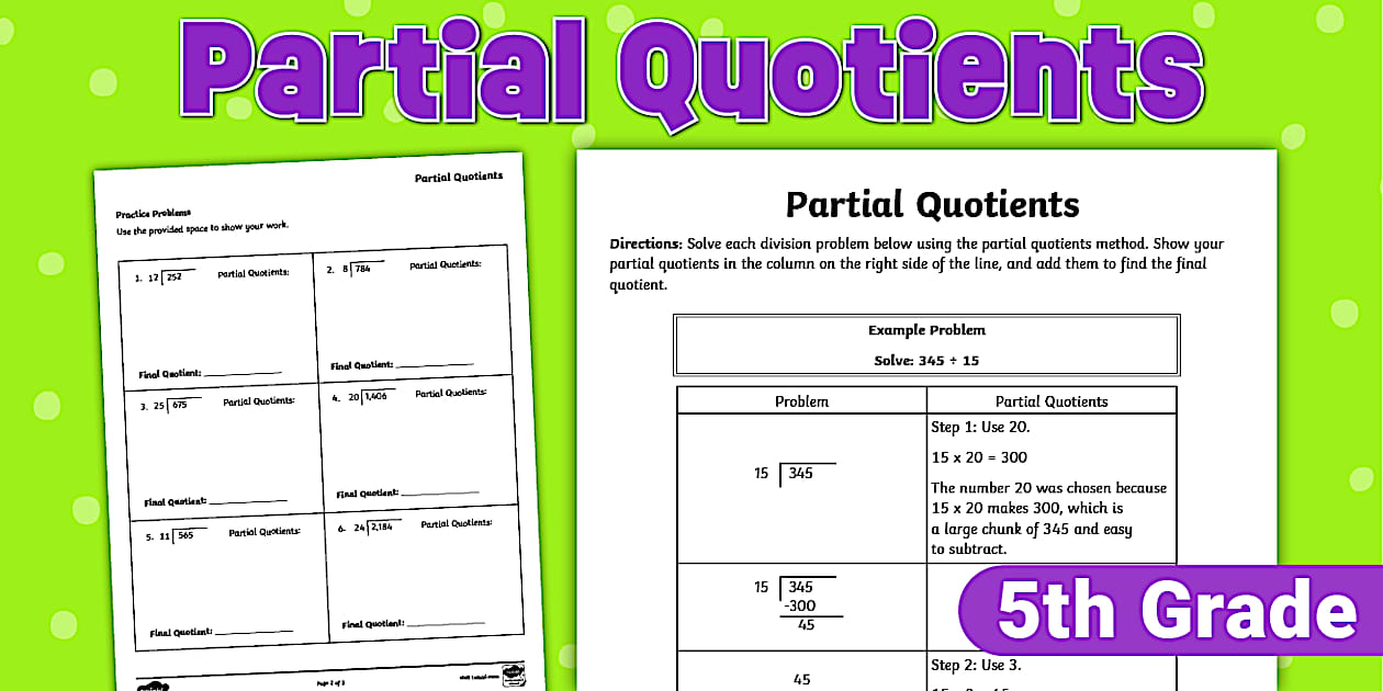 Fifth Grade Partial Quotients Worksheet