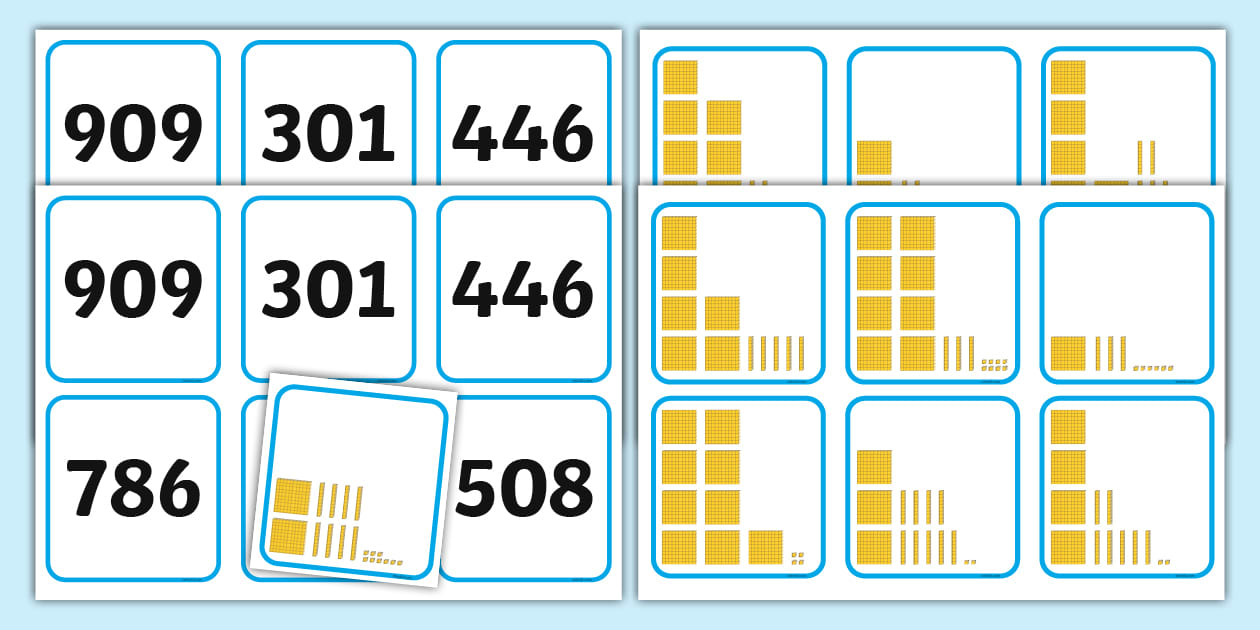 👉 3-Digit Base Ten Number Matching Cards (teacher made)