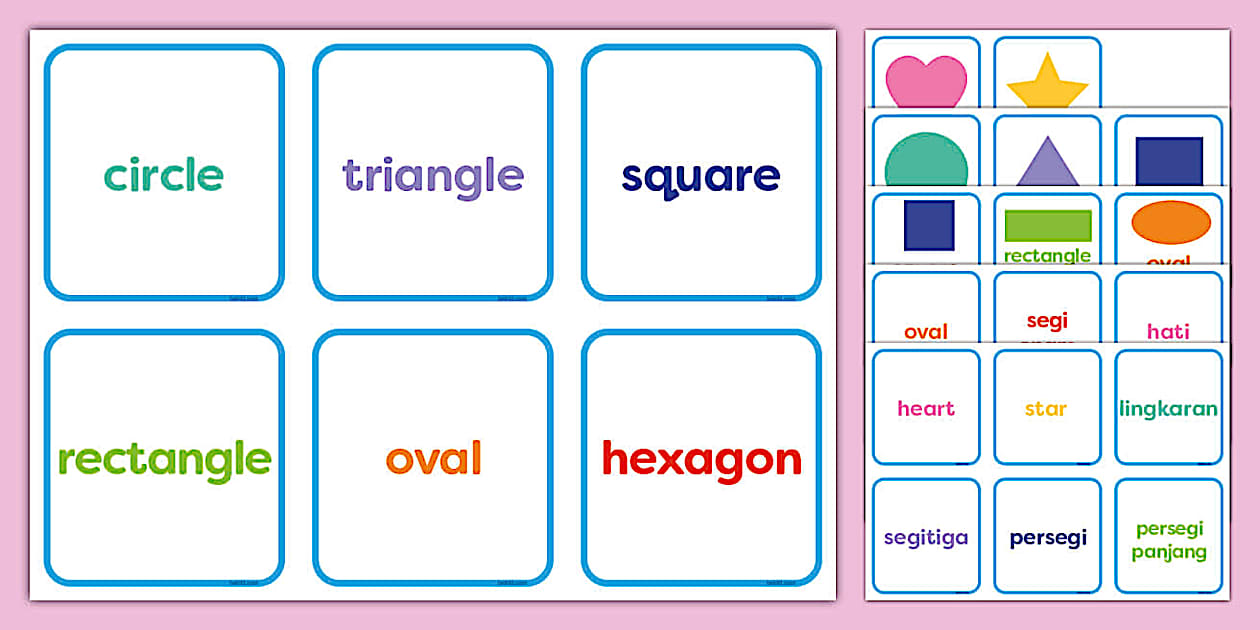 Let's Name the Shapes! Indonesian/English Matching Cards
