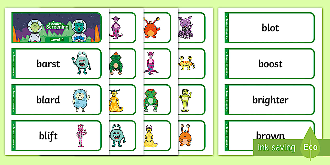 Black and White Level 4 Real and Alien Words Flashcards