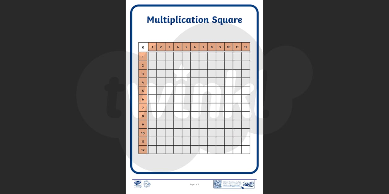 Times Table Grid To 12x12 1239x1754