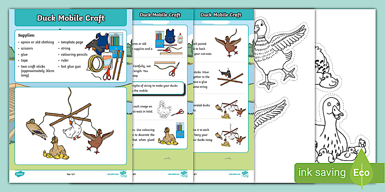 Duck Mobile Craft (Teacher-Made) - Twinkl