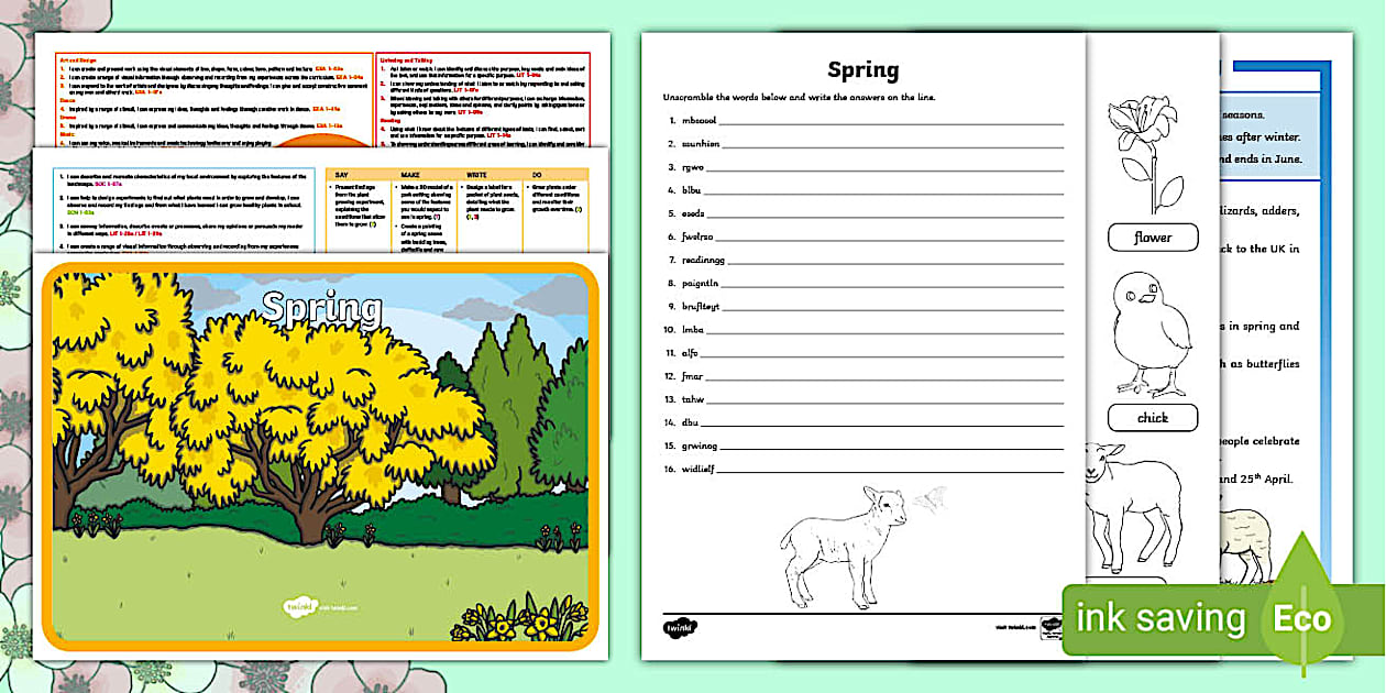 Spring Worksheets - First Level Resources for Spring