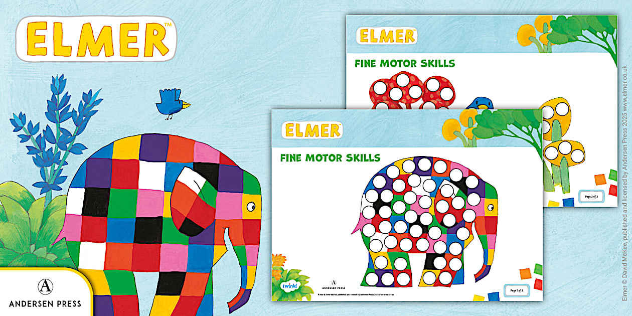 FREE! - Elmer Button Placing Fine Motor Skills Activity | Twinkl