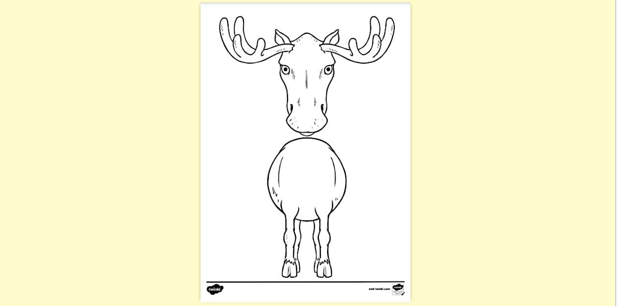 Moose Puppet Template Colouring | Colouring Sheet - Twinkl