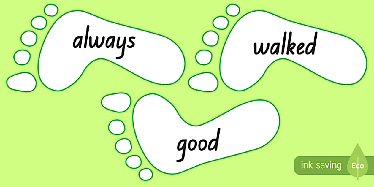 New Zealand Green Sight Words on Footprints Display Cut-Outs