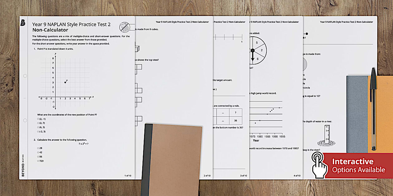 Year 9 NAPLAN Practice Test 2 - Non-Calculator - Twinkl