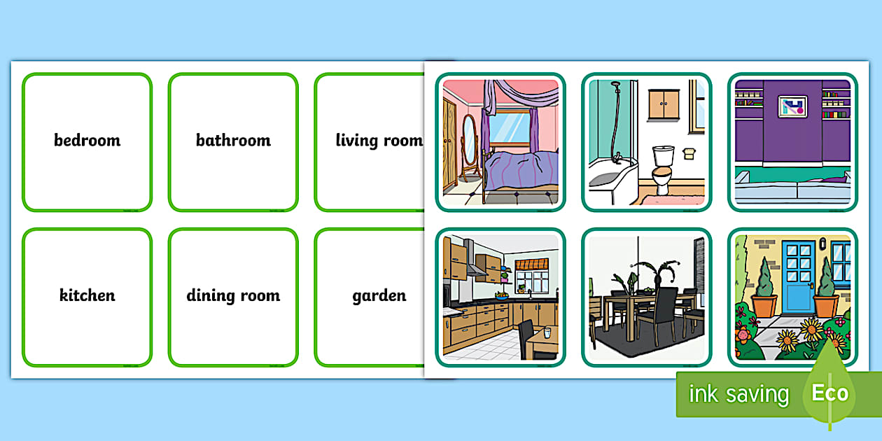 Parts of the House Matching Cards (teacher made) - Twinkl