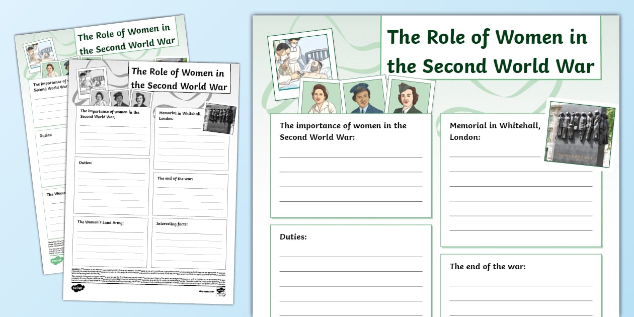 The Role of Women in the Second World War Fact File Template