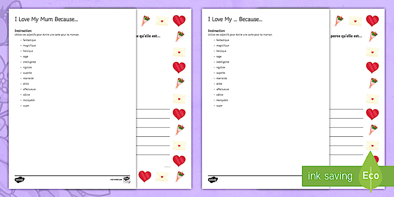 Mother's Day Bordered Letter French (Teacher-Made) - Twinkl