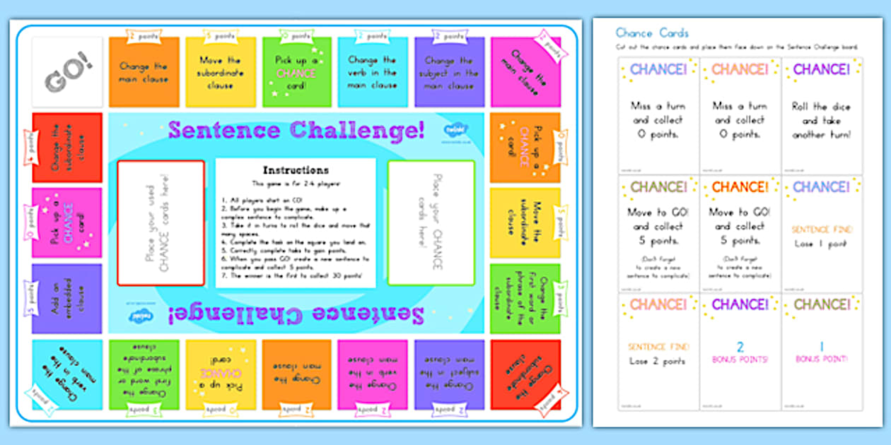 Complex Sentences Challenge Game (teacher made) - Twinkl