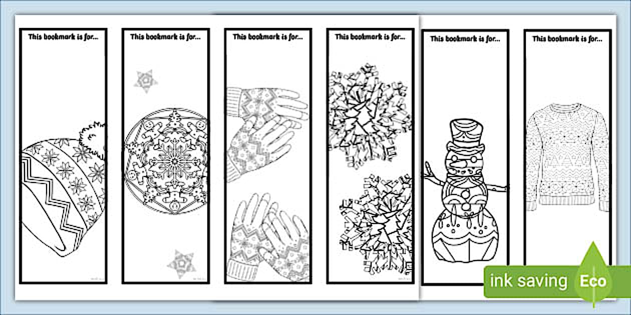 Winter-Themed Colouring Bookmarks (teacher made) - Twinkl