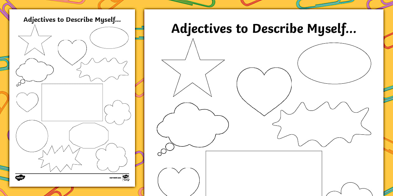 Adjectives to Describe Myself Activity Sheet (teacher made)