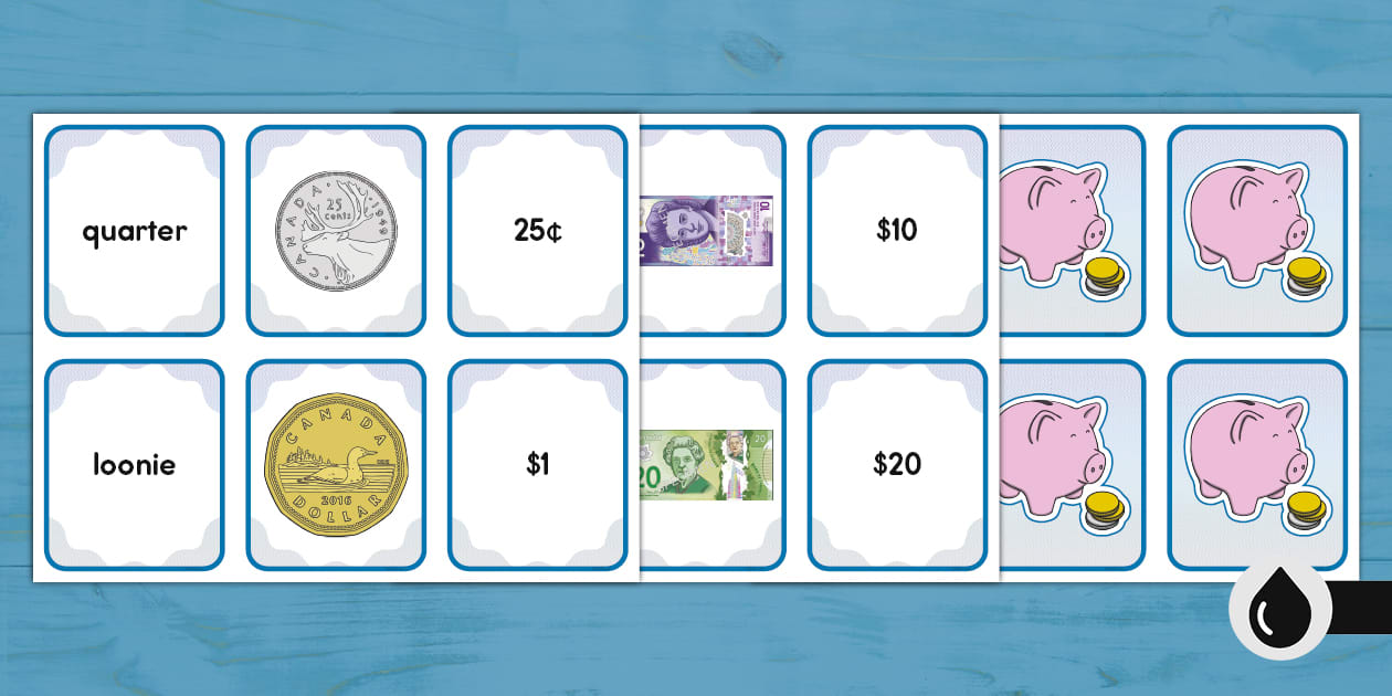 Canadian Money Match-Up Financial Literacy Math Activity