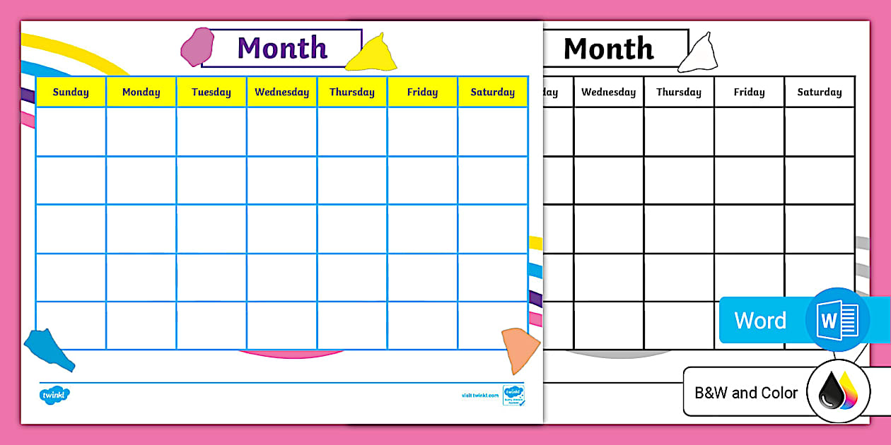 Editable Bright Terrazzo Theme Calendar (teacher made)