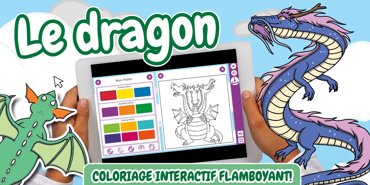 * NEW * Jeu coloriage interactif : Le dragon - Twinkl