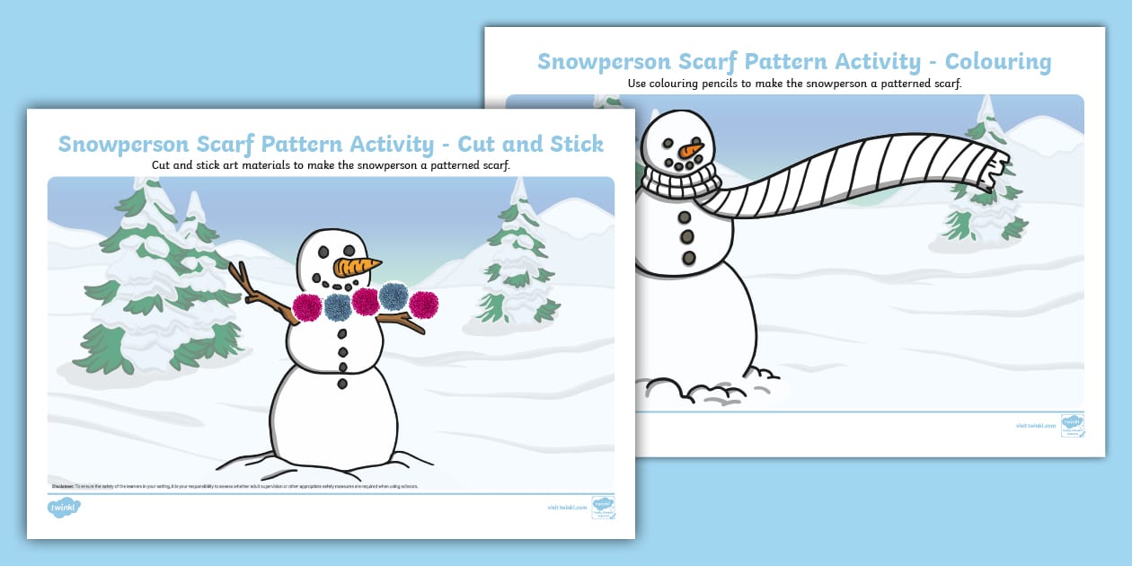 Snowman Scarf Pattern Activity | Twinkl | Winter | EYFS