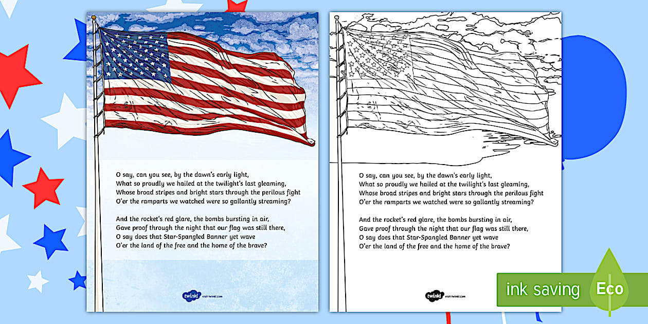 The Star-Spangled Banner Lyrics - 4th of July - Twinkl