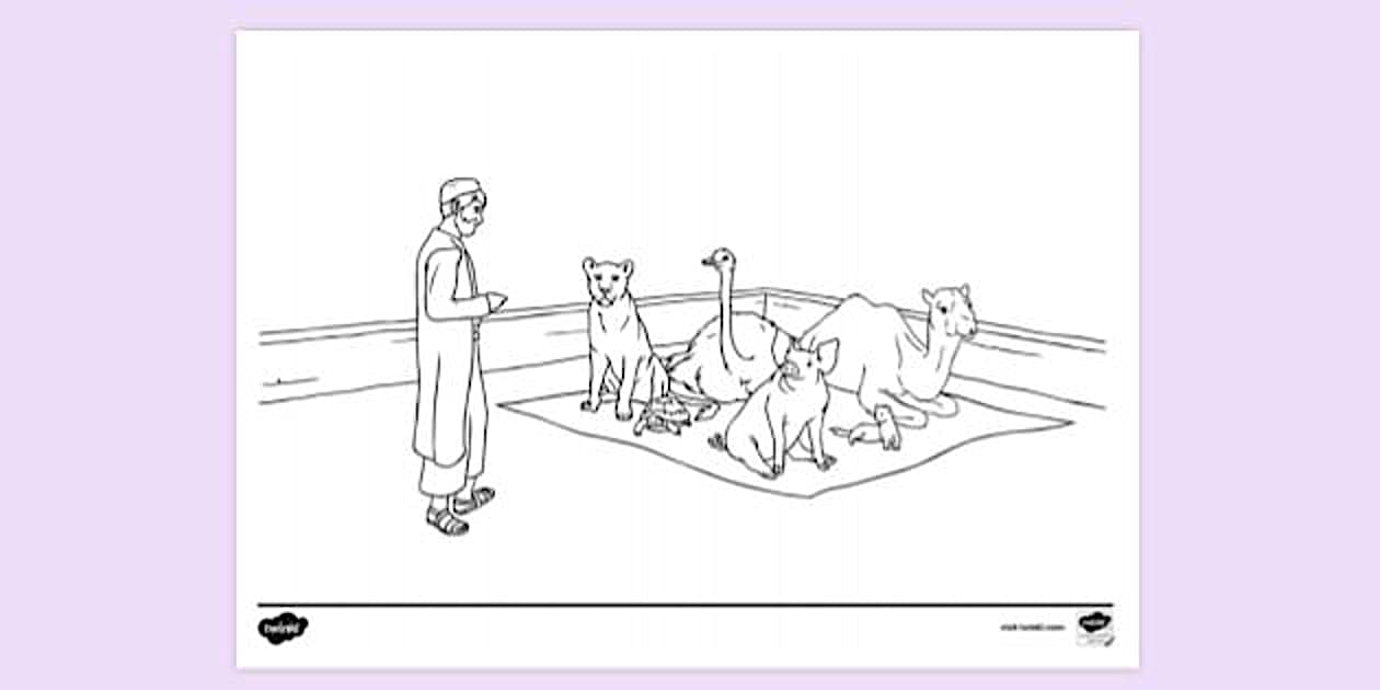 Peter Looking at Animals Colouring Sheet | Colouring Sheets