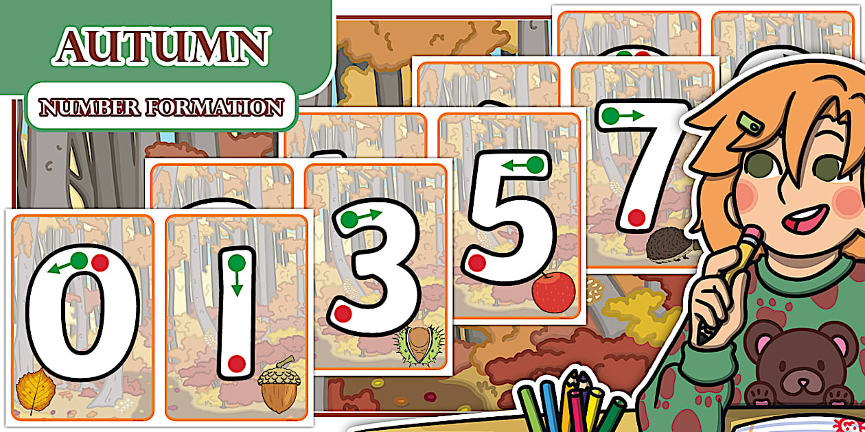 👉 Autumn Number Formation Cards - Twinkl - KS1