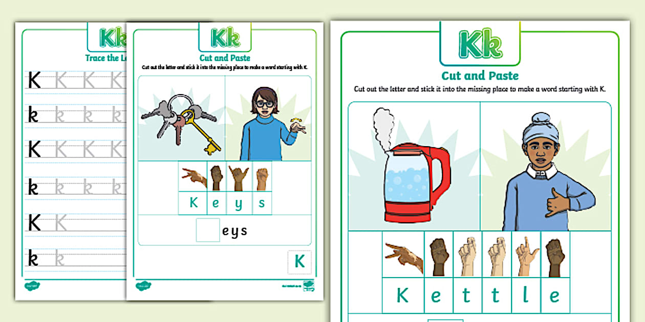 Letter K Handwriting Worksheet with SASL - Twinkl