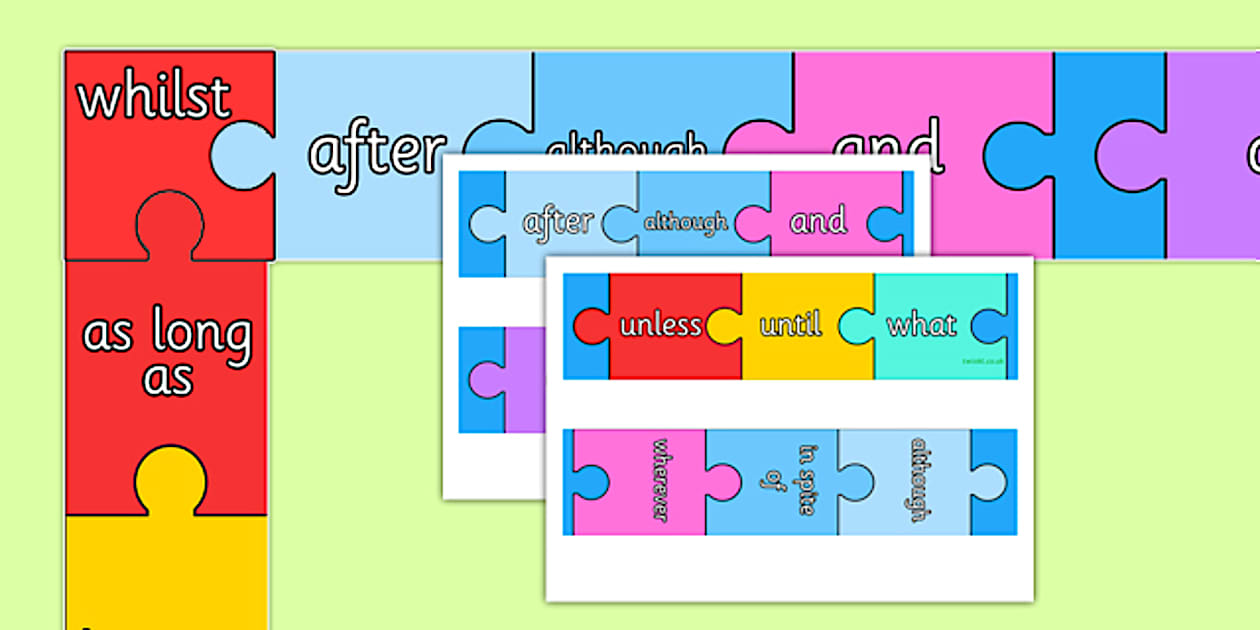 Editable Conjunctions Jigsaw Themed Display Borders - Twinkl