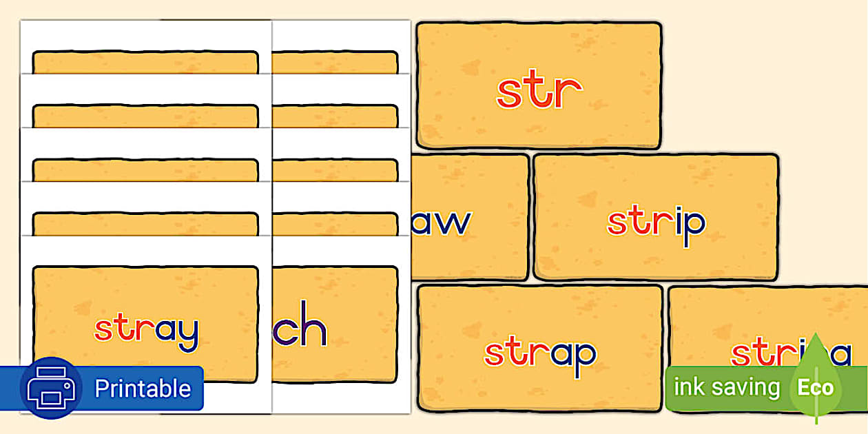 Grade 2 Phonics: str-/-tch Word Wall Cards (teacher made)
