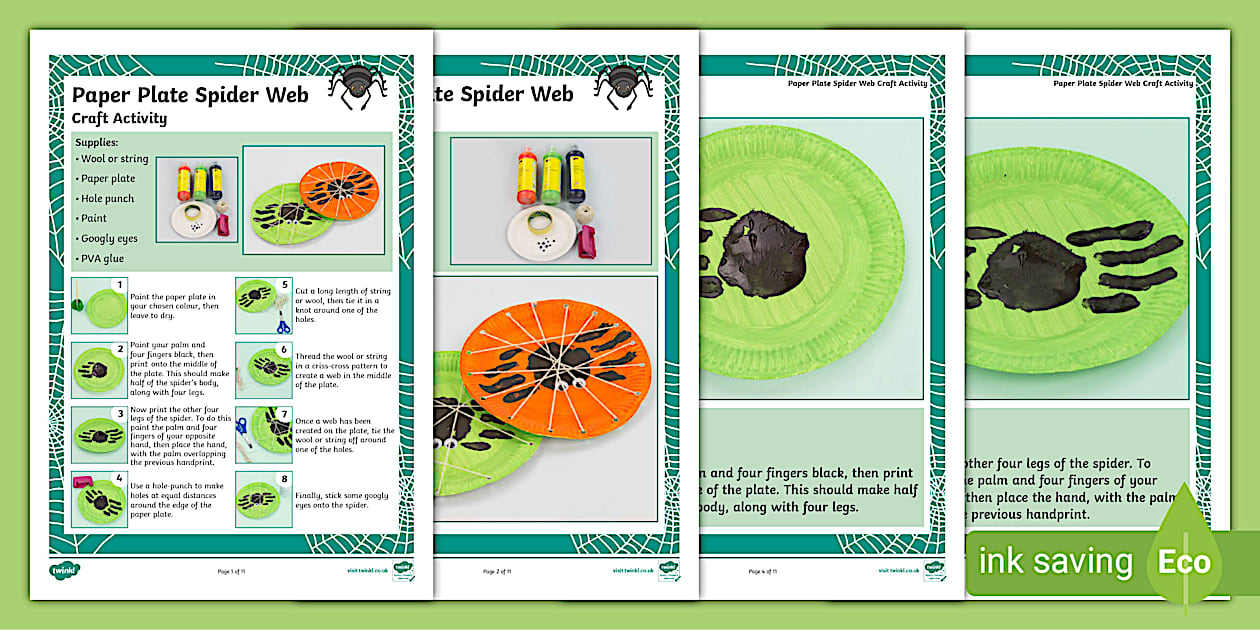 Editable Paper Plate Spider Web Craft Instructions With Pictures