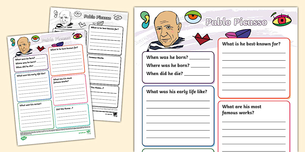 KS1 Pablo Picasso Fact File Template (Teacher-Made) - Twinkl