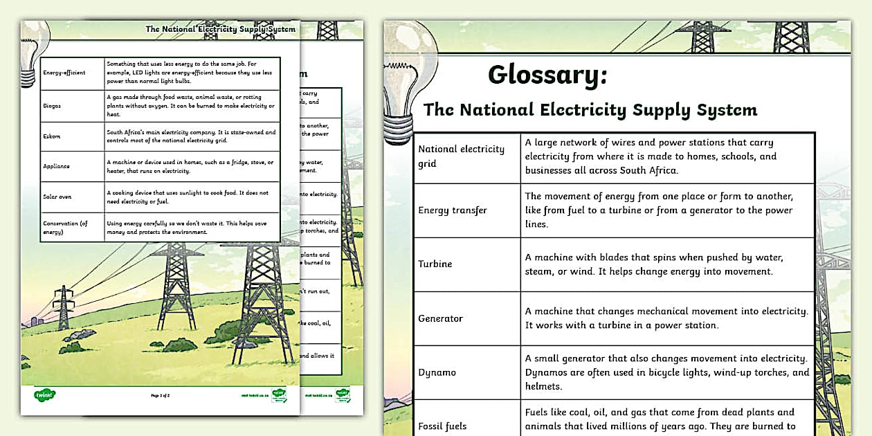 The National Electricity Supply System Glossary Grade 7