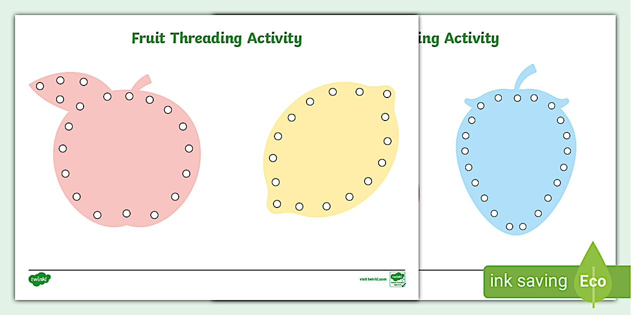 Fruits Threading Fine Motor Skills Activity | EYFS and KS1
