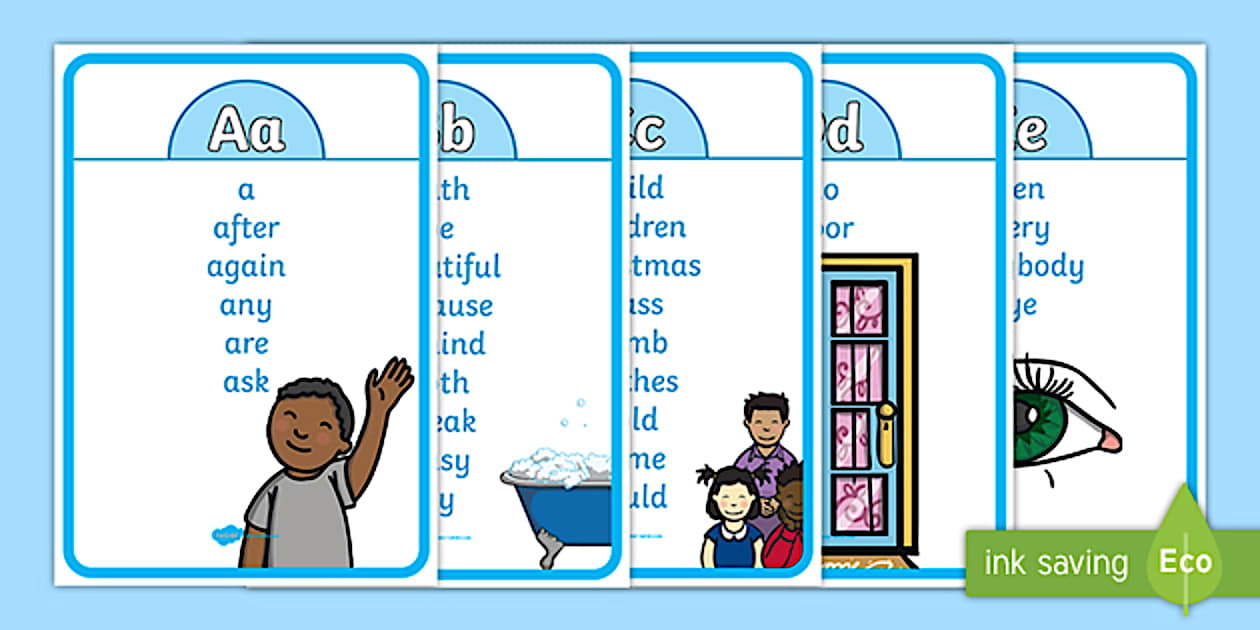 KS1 Common Exception Words Alphabetical Order Display Posters