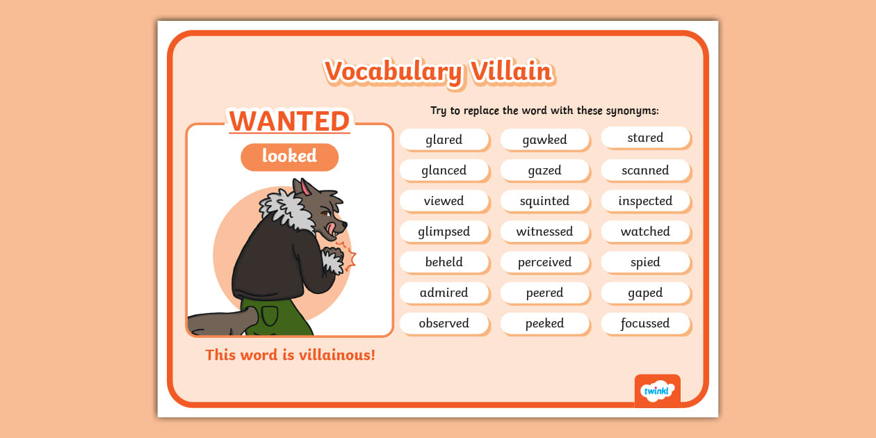 Vocabulary Villain Looked Word Mat (teacher made) - Twinkl
