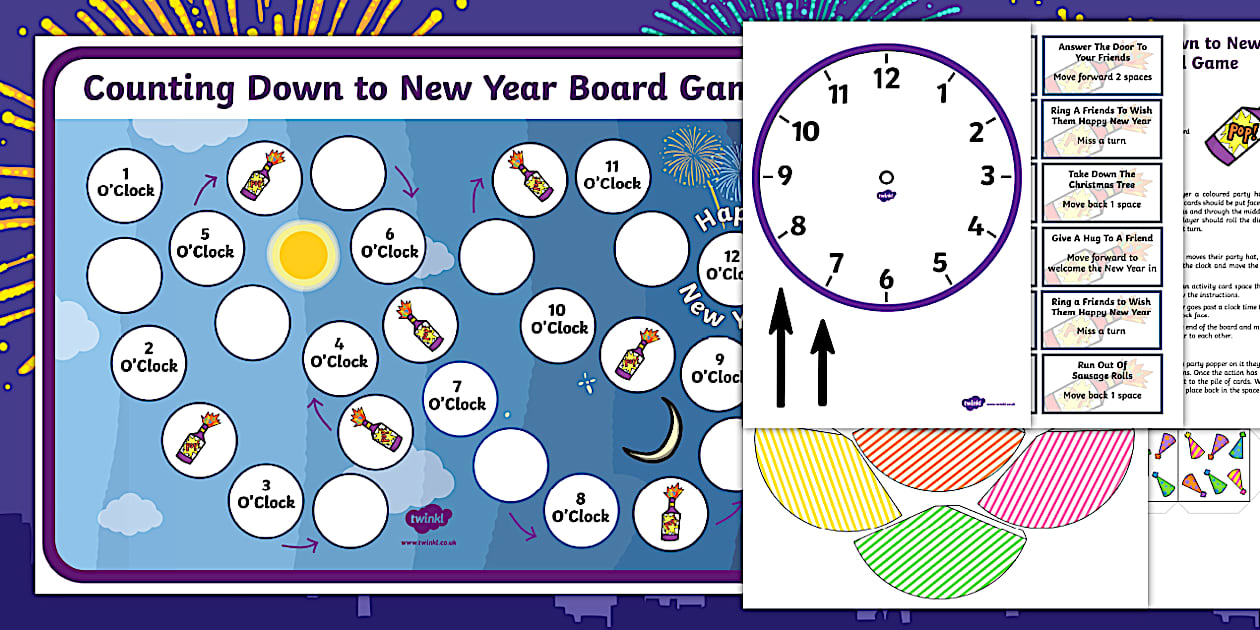 Counting Down to New Year Board Game (Teacher-Made) - Twinkl