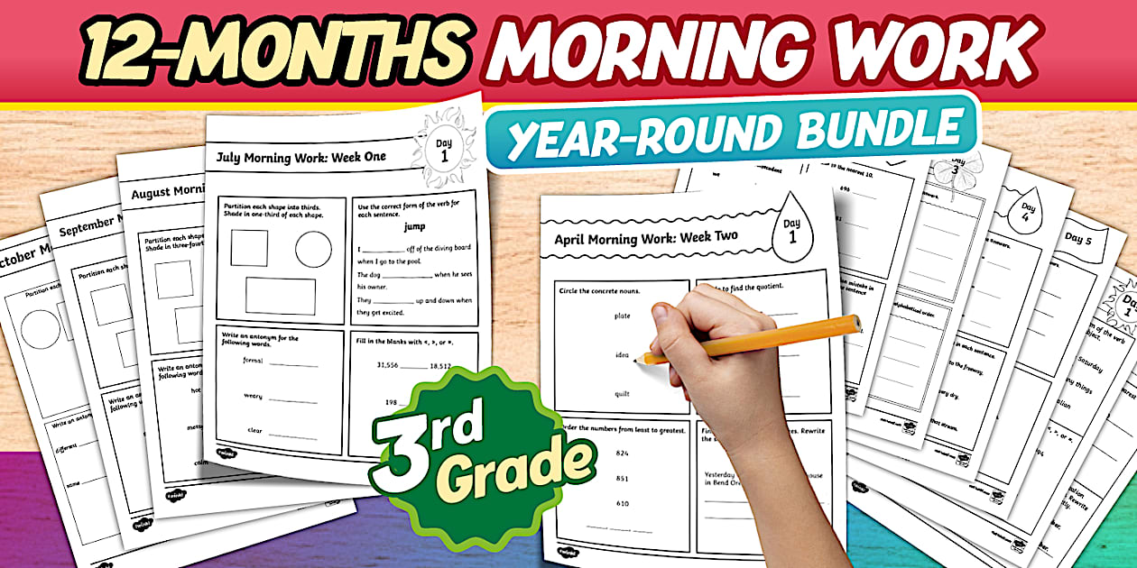 Third Grade 12 Months of Morning Work Pack (teacher made)