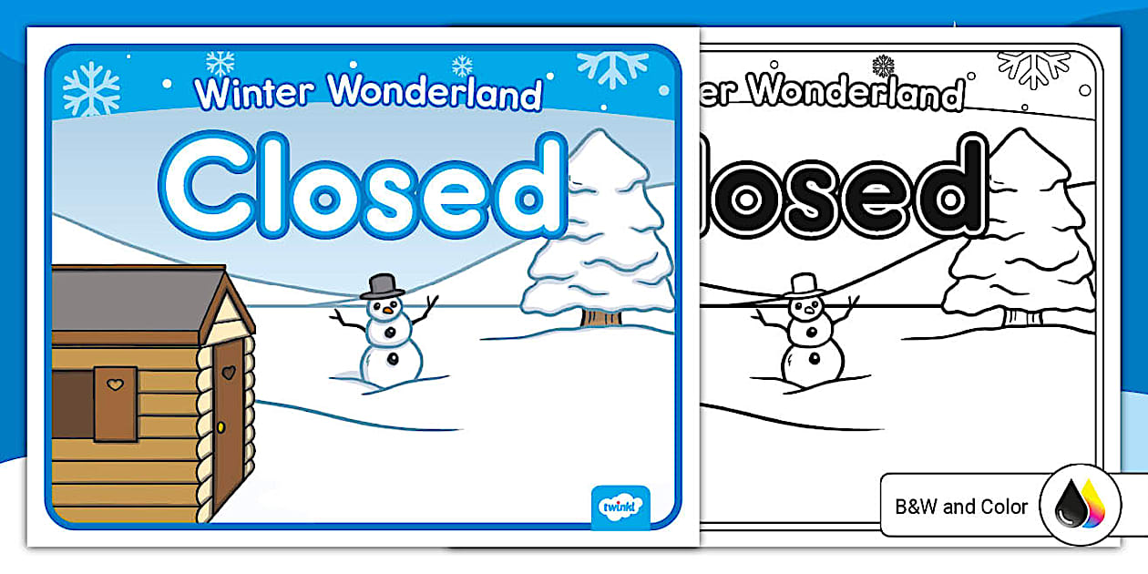 Winter Wonderland Dramatic Play Closed Sign - Twinkl