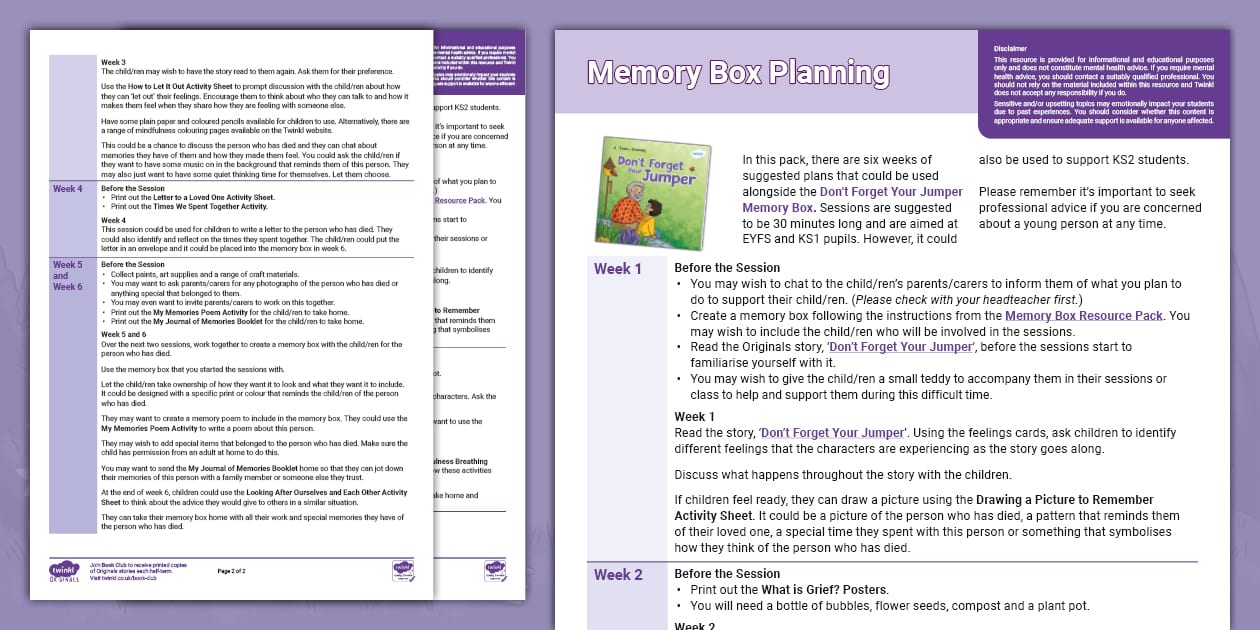 Don't Forget Your Jumper Grief Story Memory Box Planning