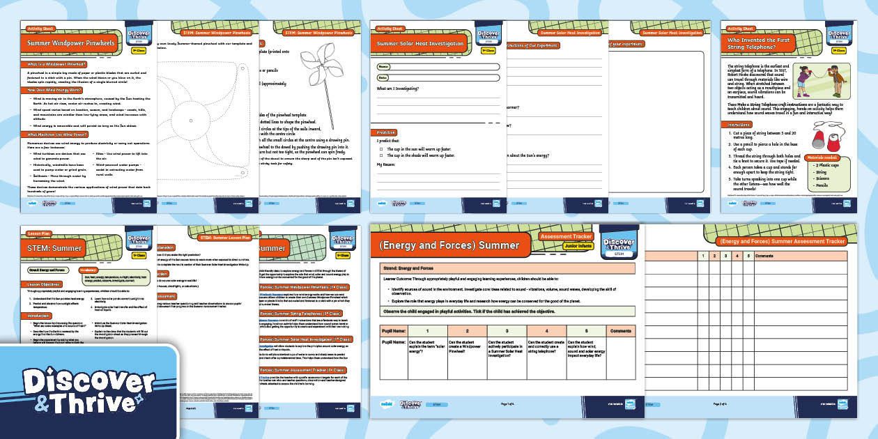 STEM (Energy& Forces) Summer Lesson Pack (1st Class)