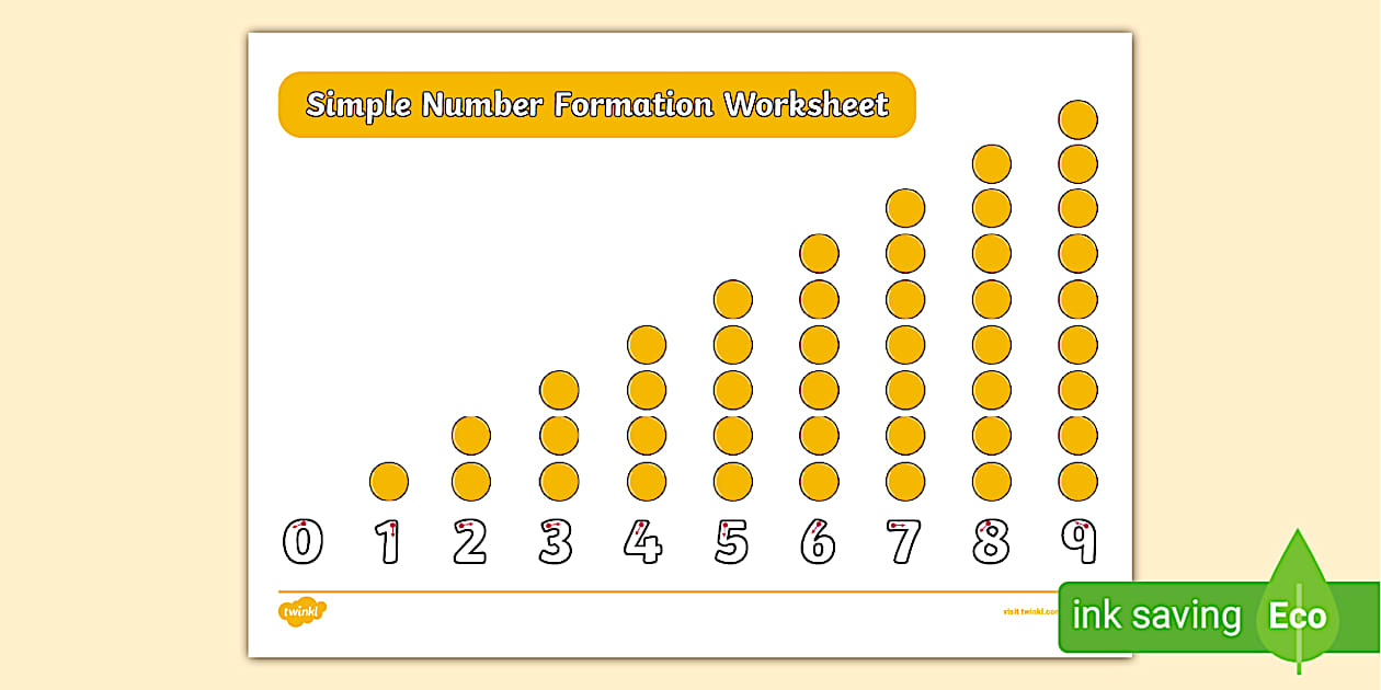Simple Number Formation Worksheet (Teacher-Made) - Twinkl