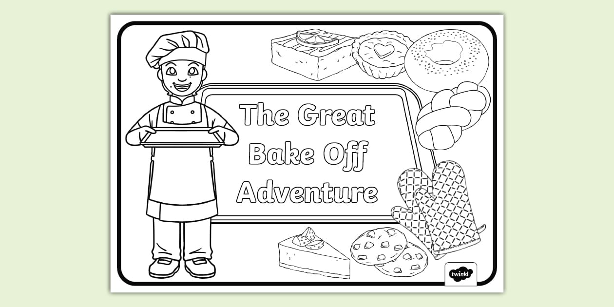 Mini IU Year 2 The Great Bake Off Adventure Title Colouring Page