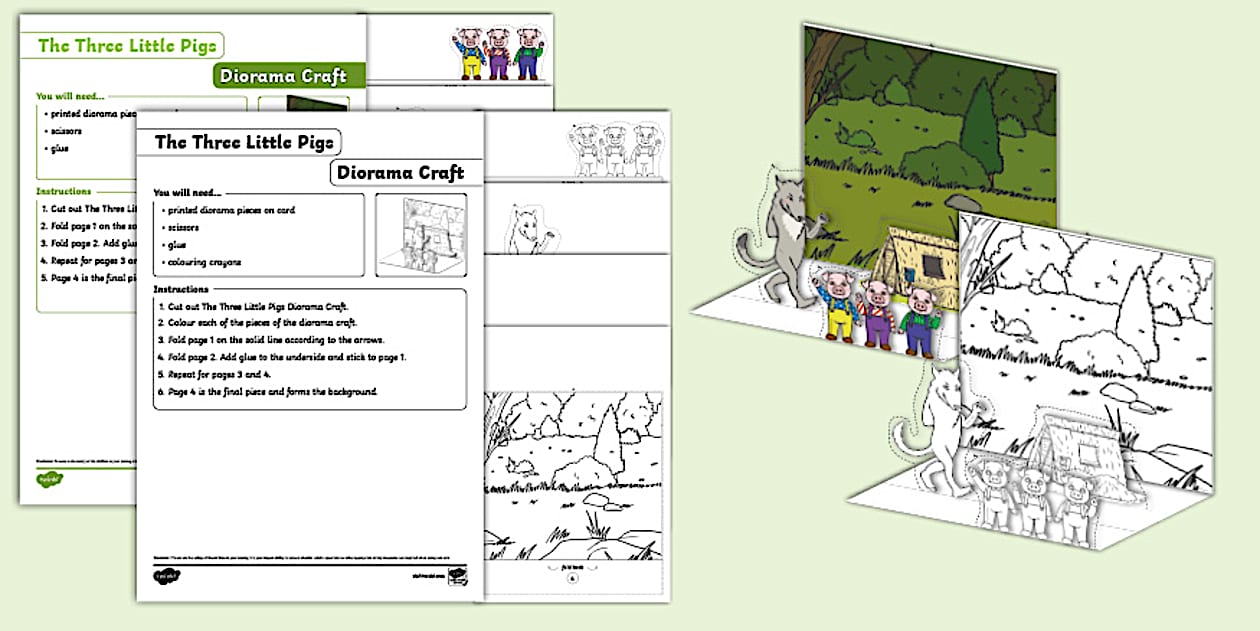The Three Little Pigs Diorama Craft - Twinkl - KS1