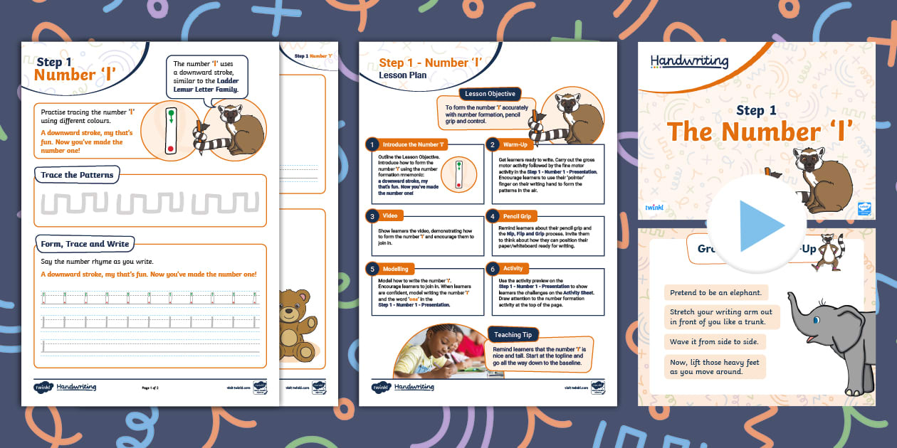 Twinkl Handwriting Scheme: Step 1 The Number 1 Pack - Twinkl
