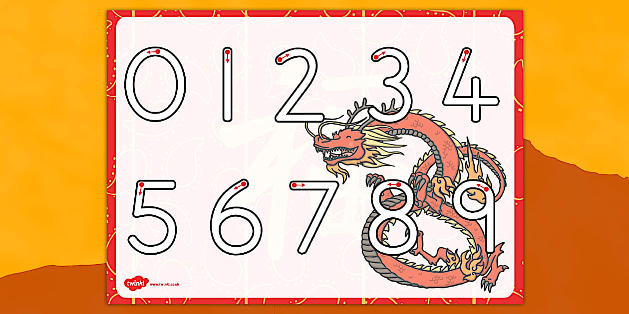 Chinese New Year Themed Number Writing Worksheet - australia