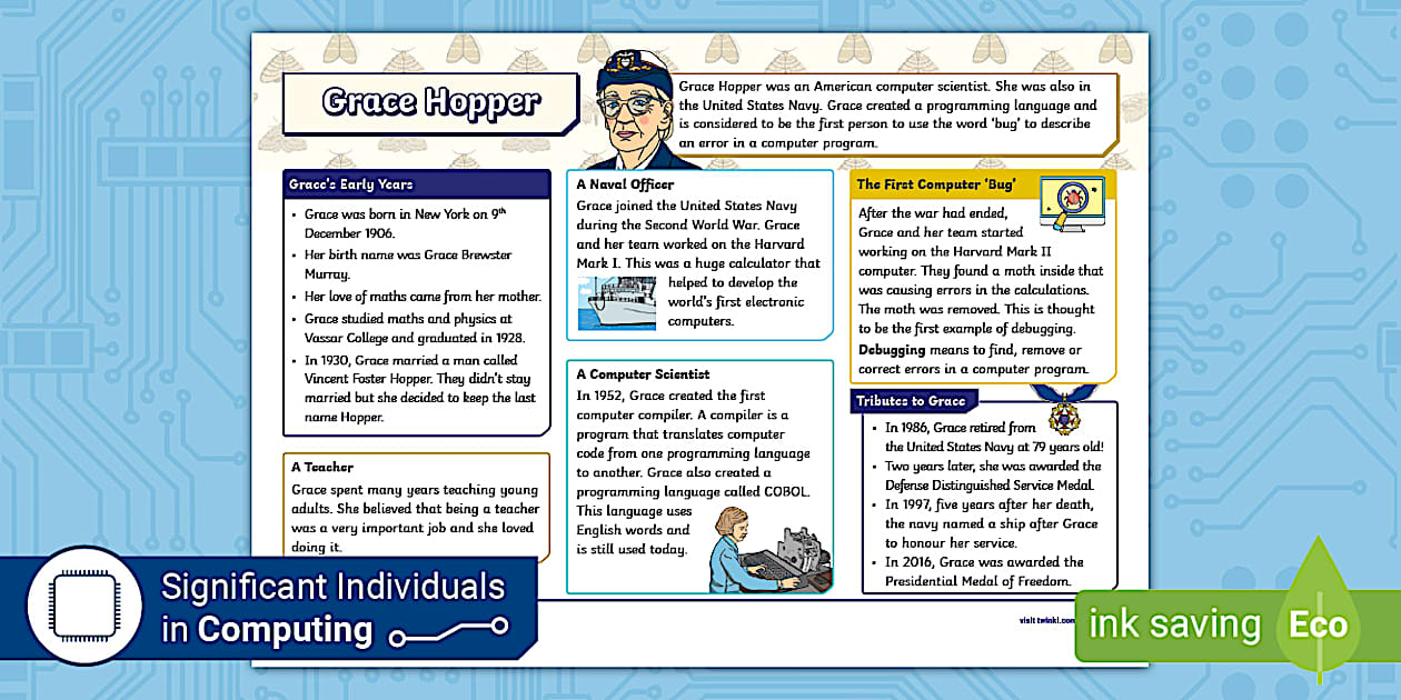 KS1 Grace Hopper: Fact File - Twinkl UK (teacher made)