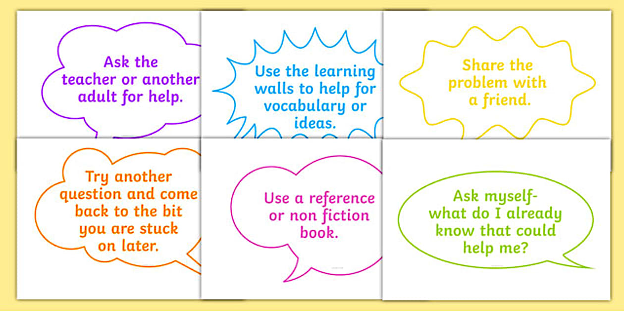 Editable What to do When Stuck Display Speech Bubbles