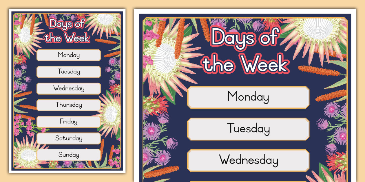 Fynbos-Themed Days of the Week Display Poster (teacher made)