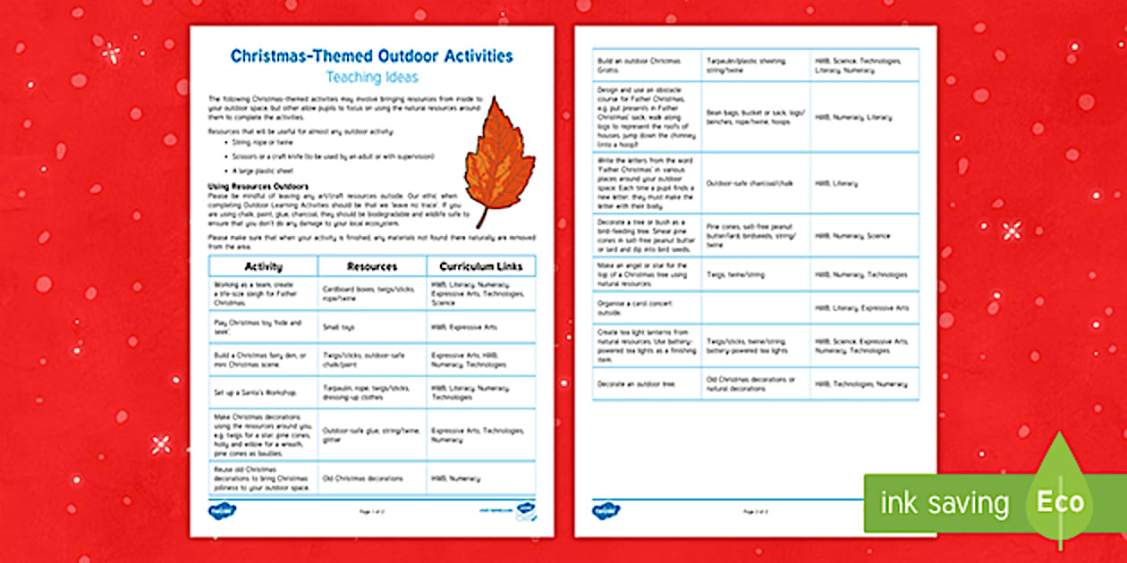 Outdoor Christmas Activities - Forest School Ideas - Twinkl
