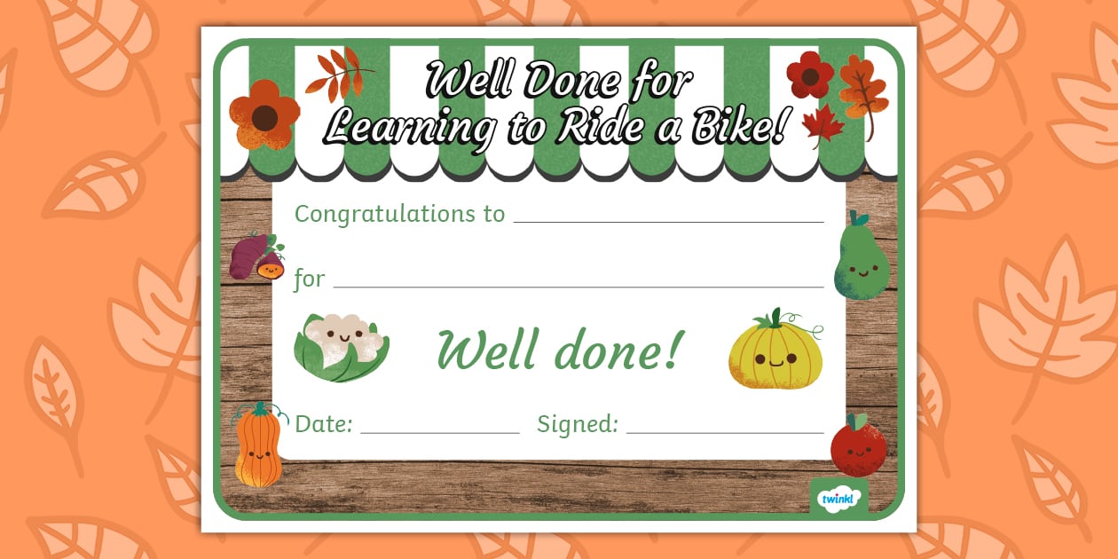 Autumn Market Themed Cycling Certificate (teacher made)