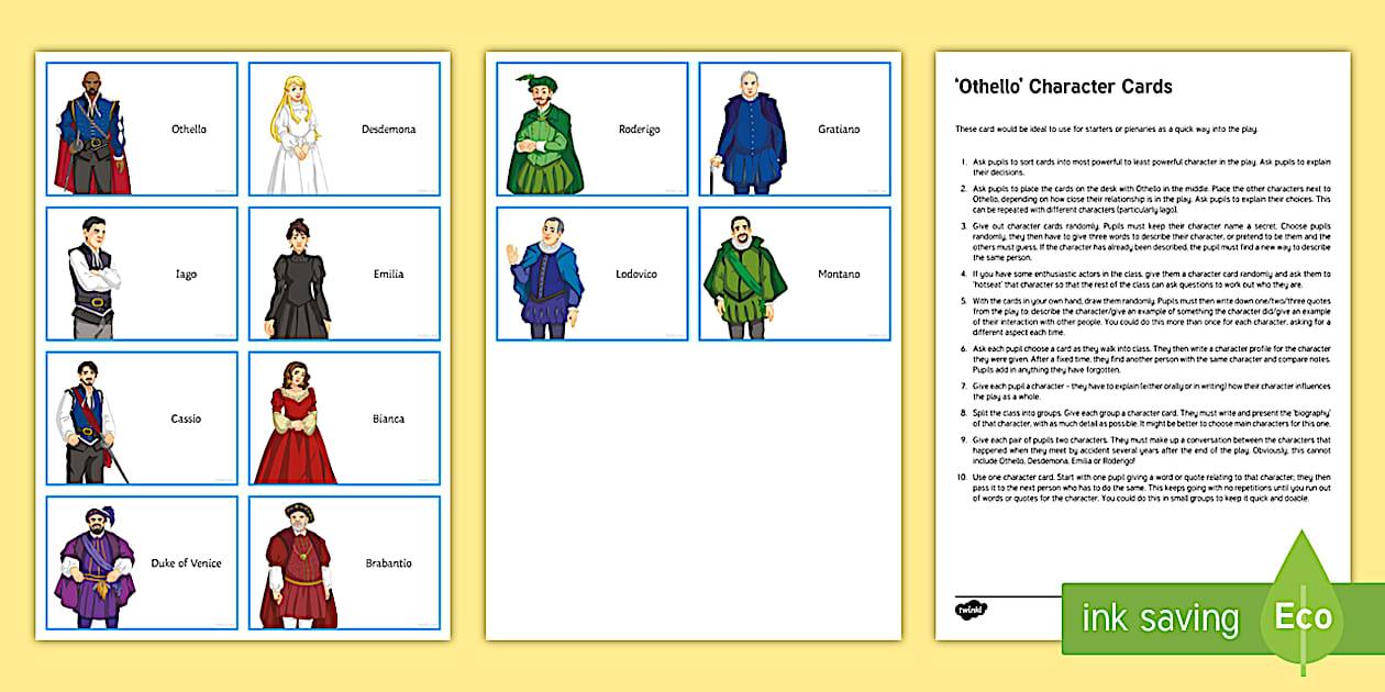 GCSE Othello Character Cards Pack - Twinkl