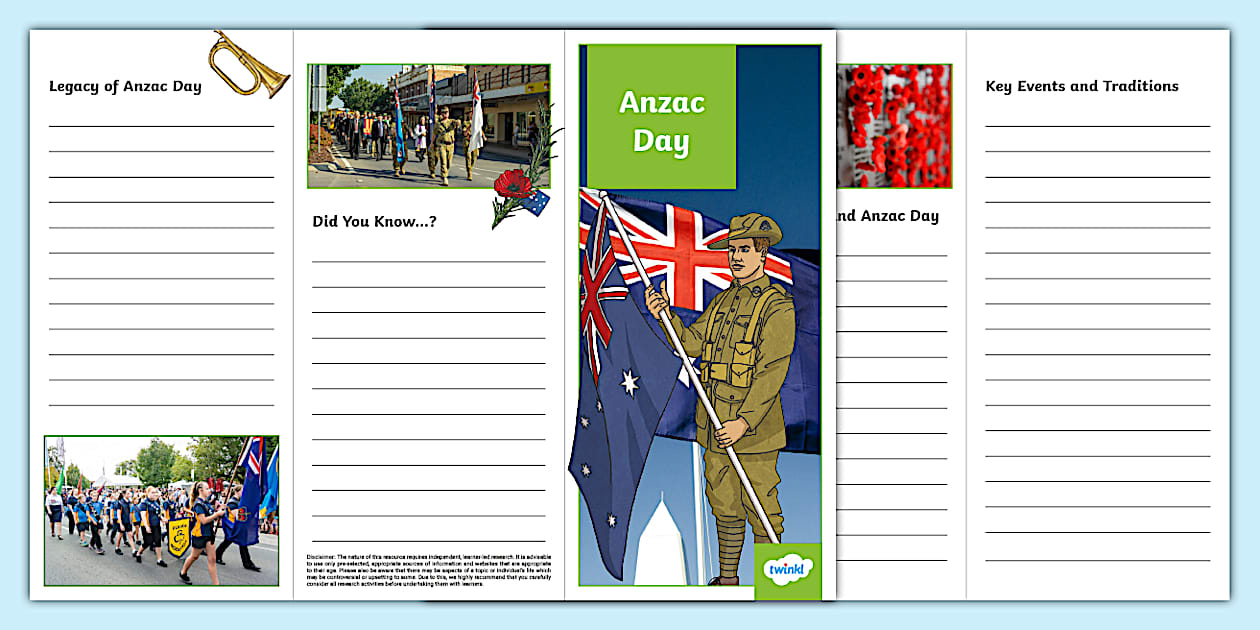 Anzac Day Leaflet Template (Teacher-Made) - Twinkl